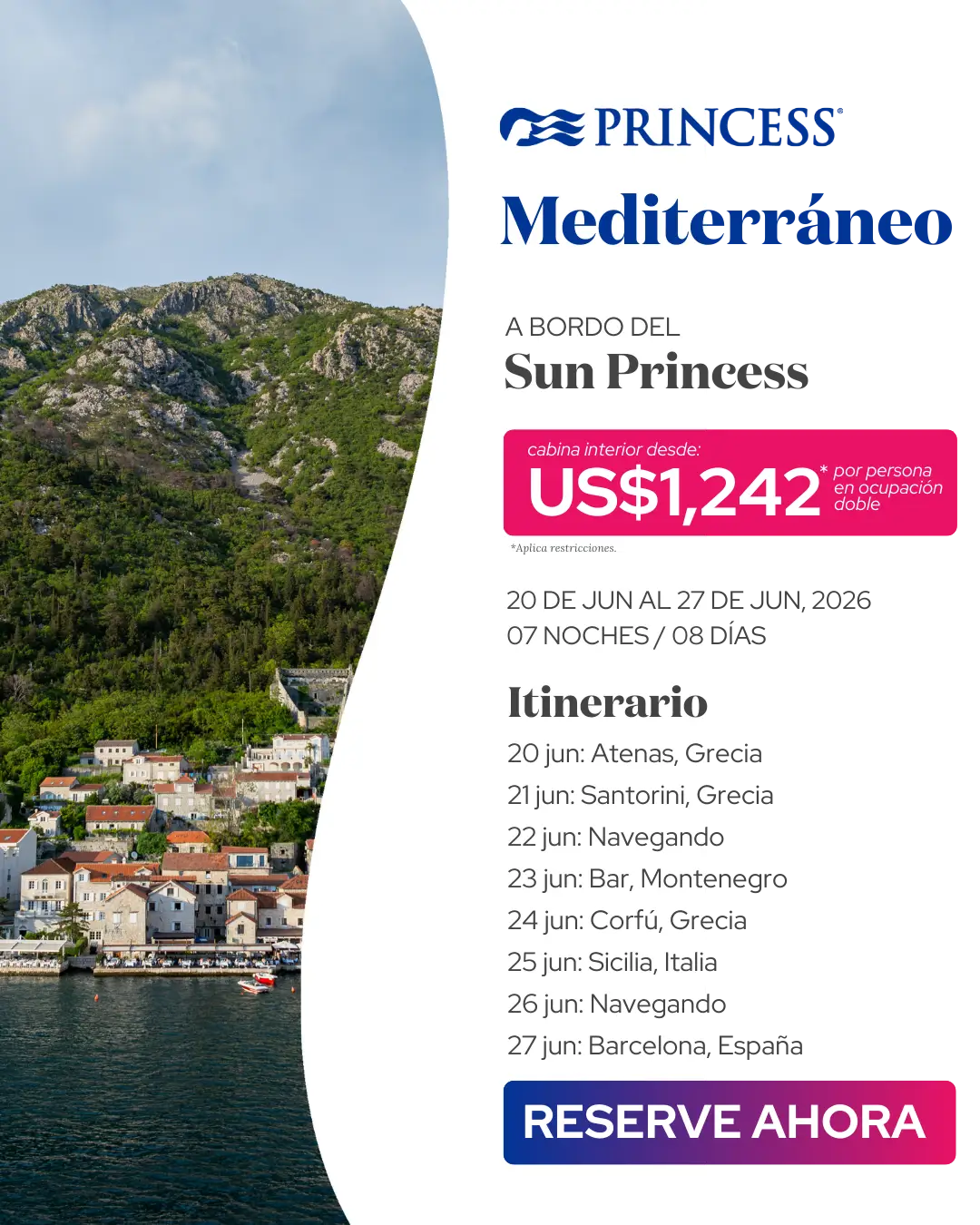 Mediterráneo con el Mundial en el Sun Princess $1242 | Cruceros ...